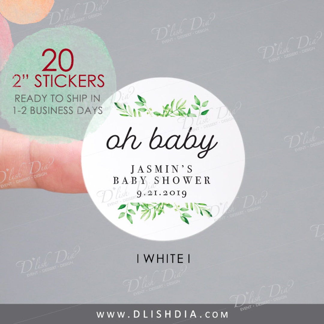 Greenery Baby Shower Stickers,personalized Baby Shower Stickers, Oh ...