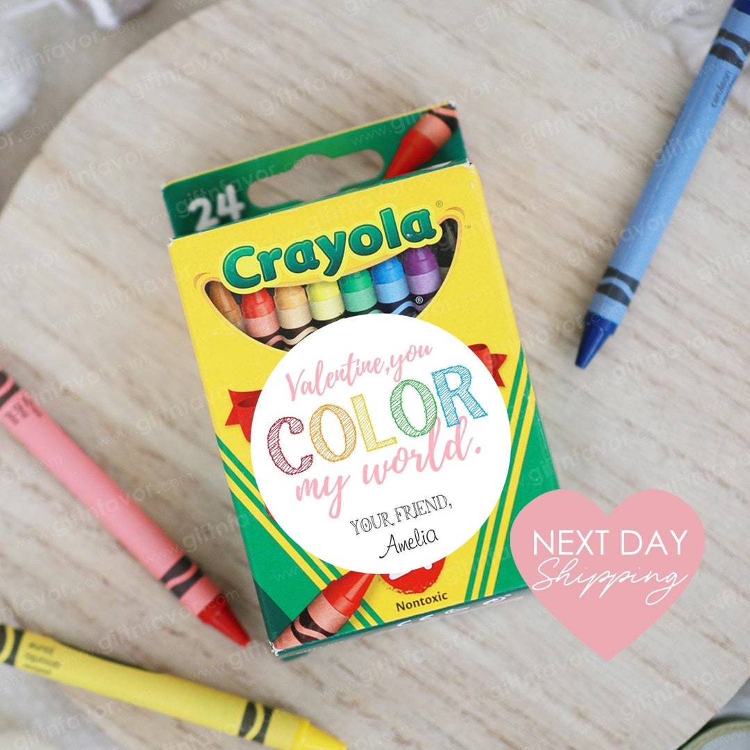 You Color My World Stickers,kids Valentines for School,crayon ...