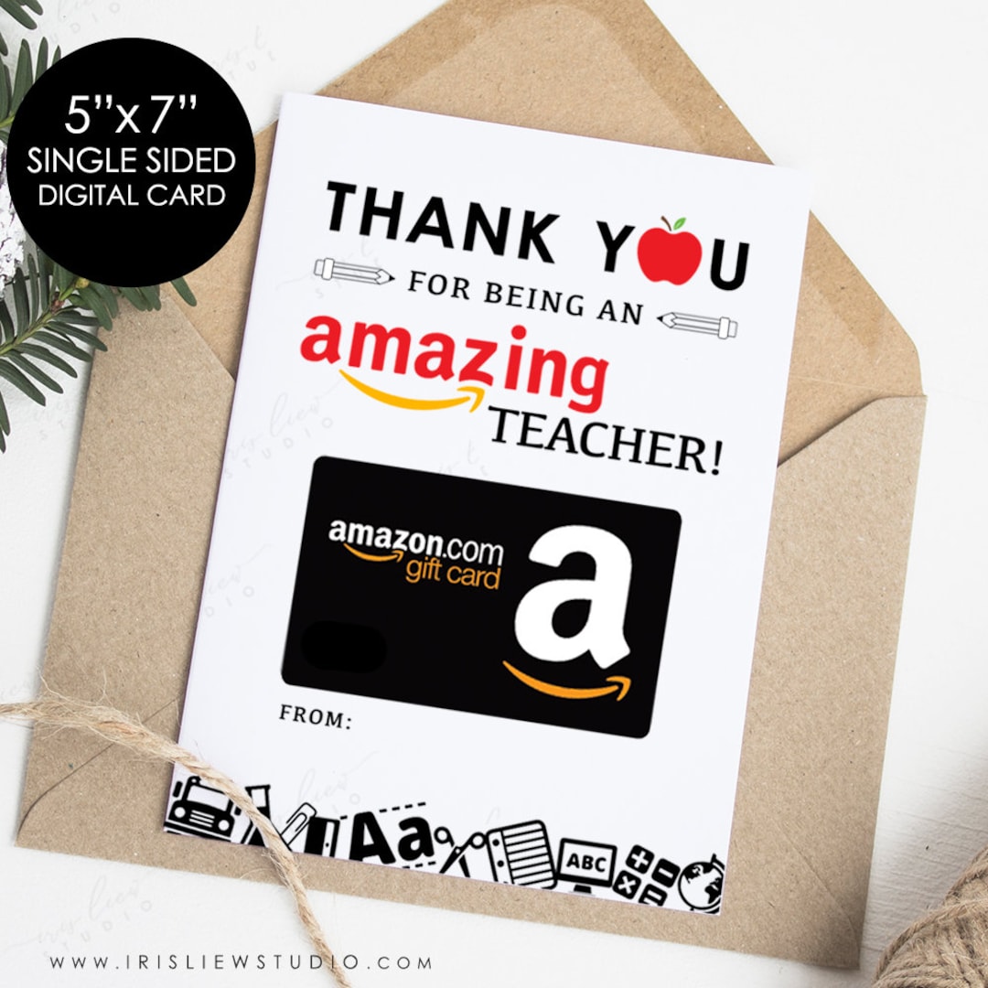 Thank You for Being an Amazing Teacher Card,printable Amazon Gift Card ...