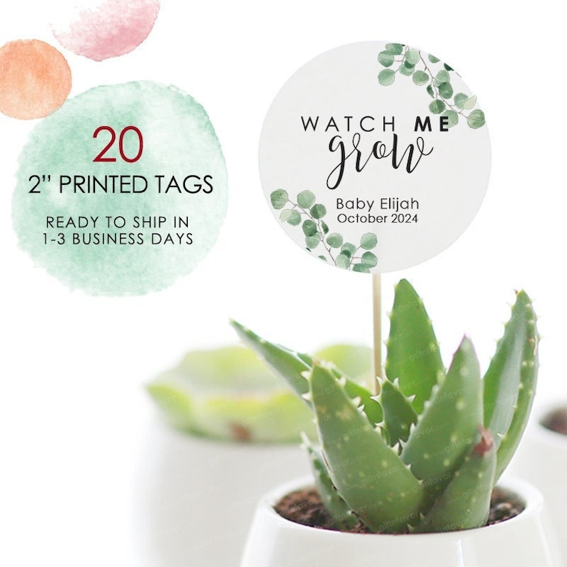 20 Custom Watch Me Grow Tagsprinted Watch Me Grow - Etsy
