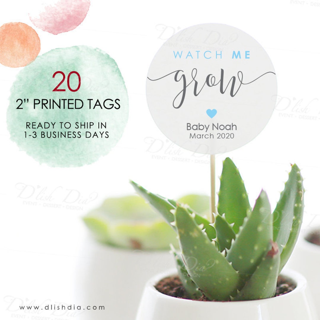 20 Custom Watch Me Grow Tags,printed Watch Me Grow Tags,watch Me Grow ...