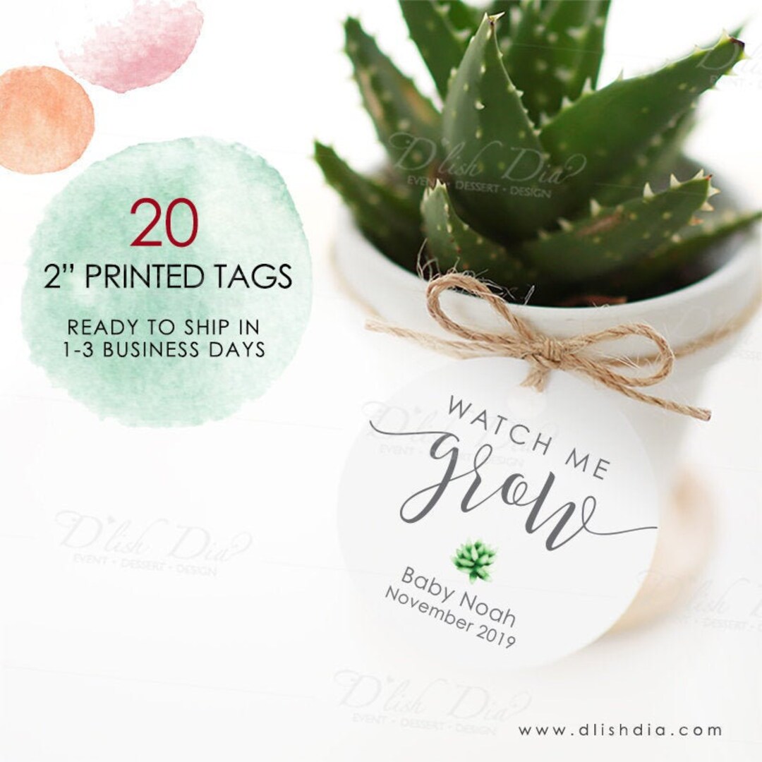 20 Custom Watch Me Grow Tags,printed Watch Me Grow Tags,watch Me Grow ...