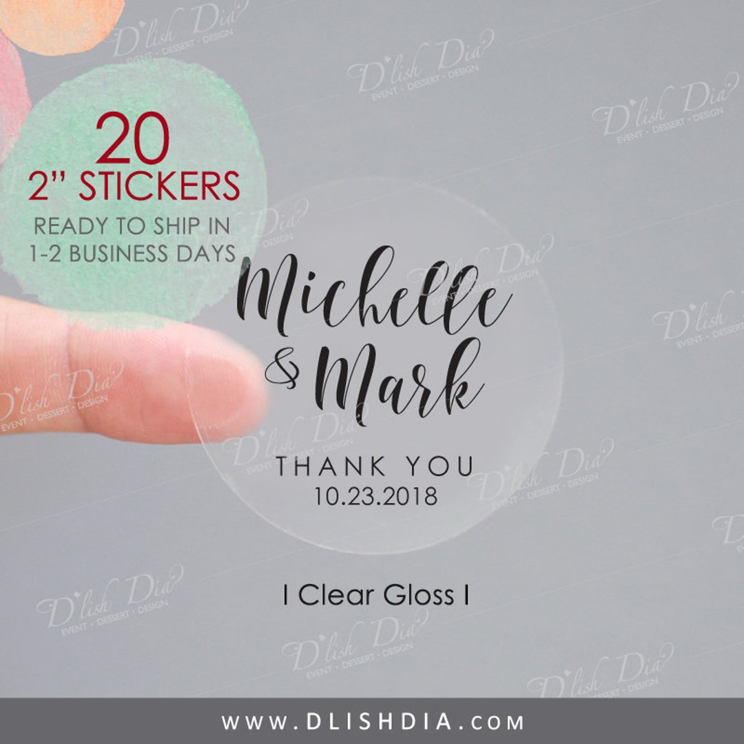 20 Personalized Wedding Favor Stickers,clear Custom Wedding Favor ...