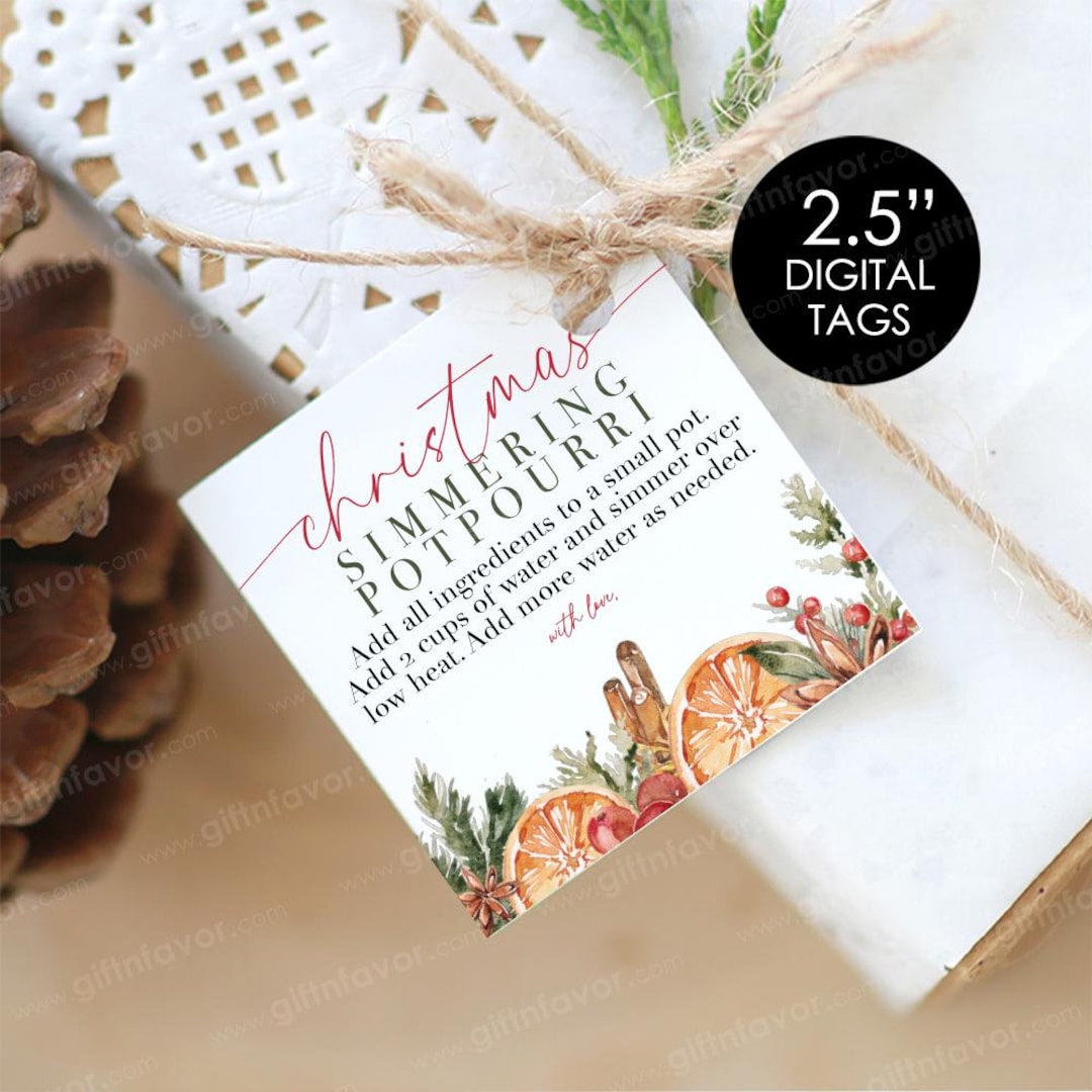Printable Christmas Gift Tags,digital Christmas Simmering Potpourri ...