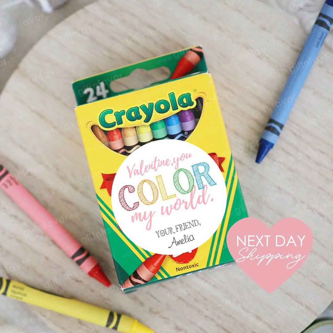 You Color My World Stickers,kids Valentines for School,crayon ...