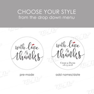 With Love and Thanks Stickersthank You Stickerscustom | Etsy