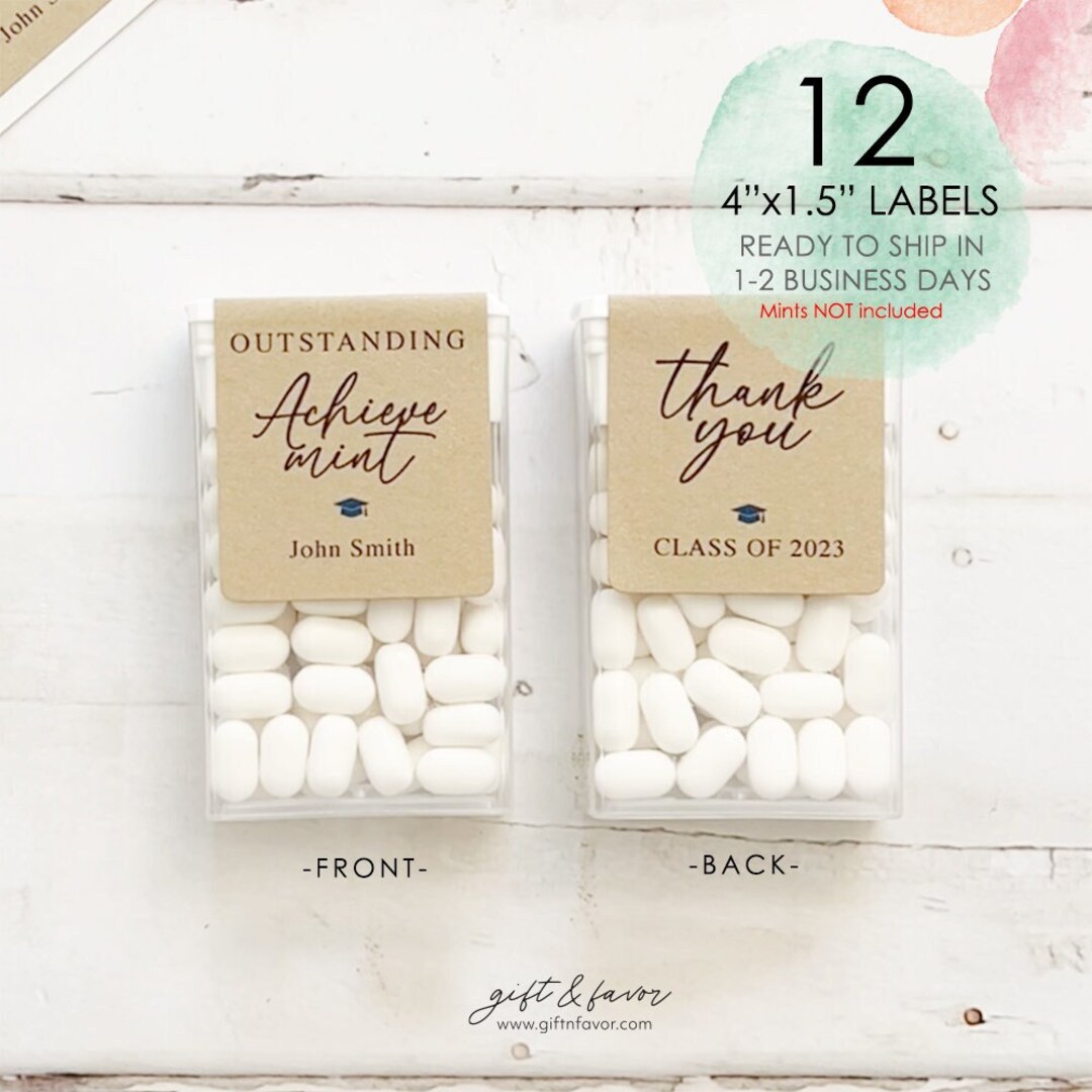 Outstanding Achieve Mint Favor Labels,tic Tac Mint Labels,graduation ...