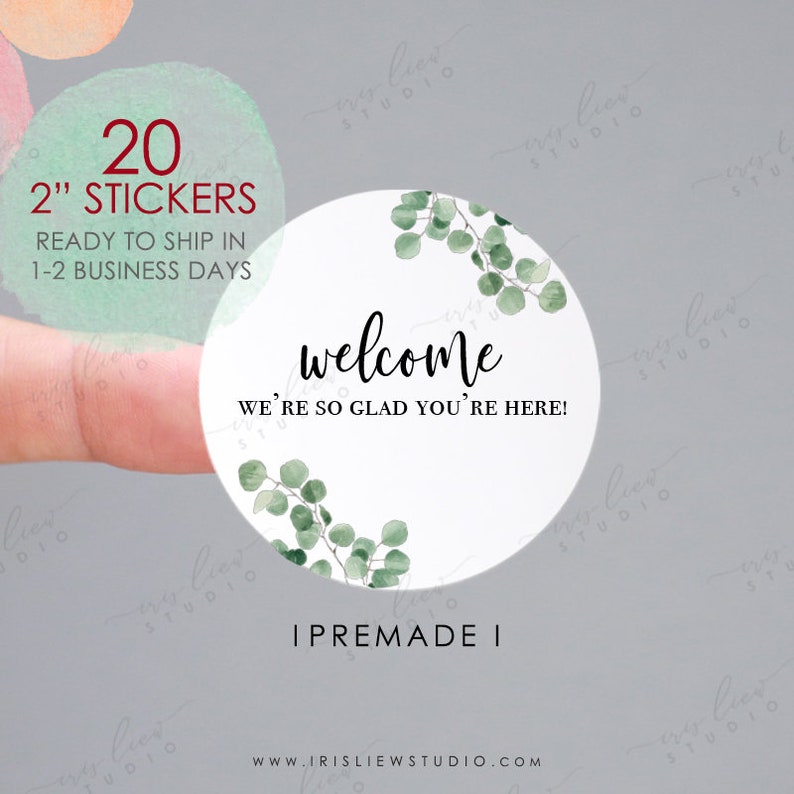 Greenery Welcome StickersPersonalized Wedding Favor | Etsy