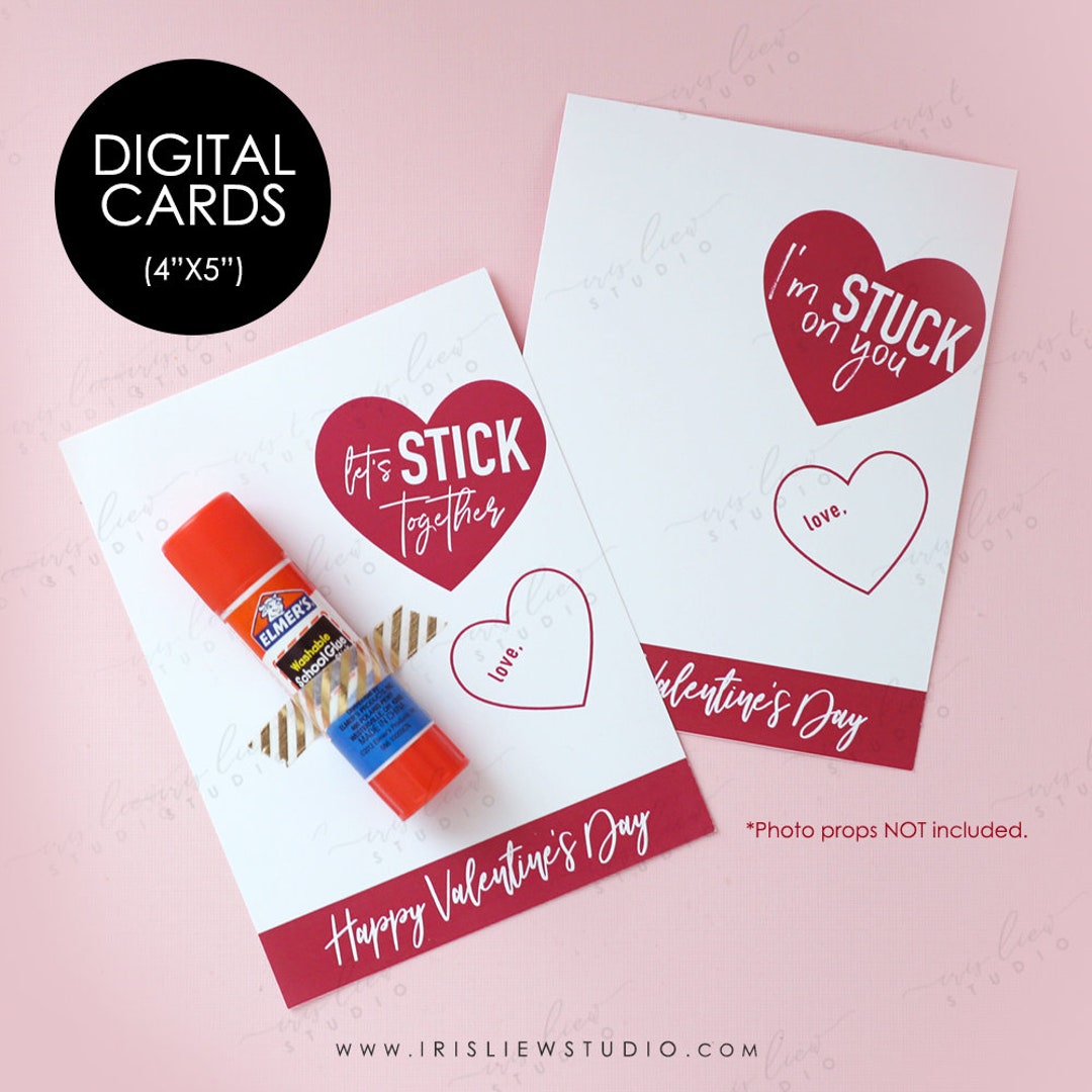 Let's Stick Together Tags,i'm Stuck on You Tags,glue Valentines ...