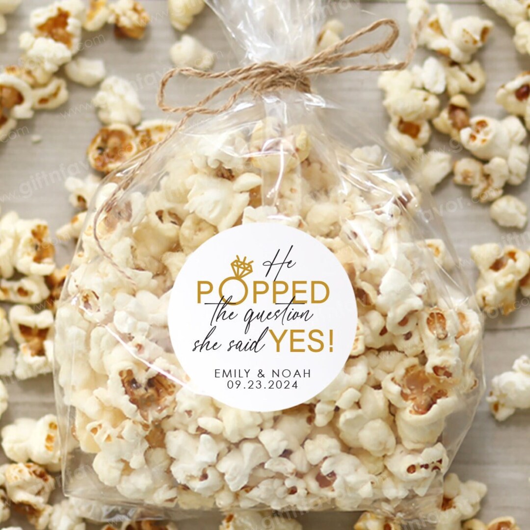 He Popped the Question She Said Yes Stickers,custom Wedding Favor ...