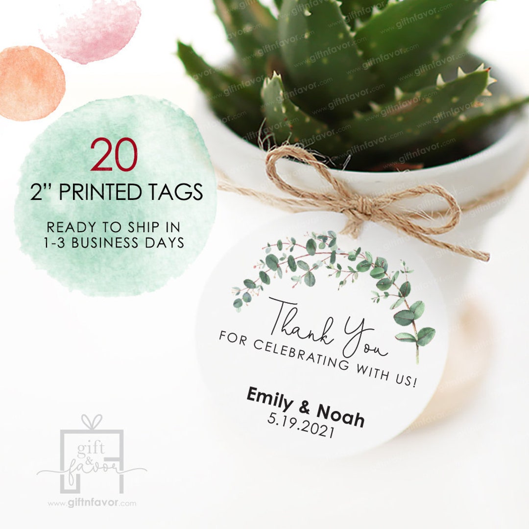 20 Wedding Thank You Tags,greenery Wedding Favor Tags,wedding ...