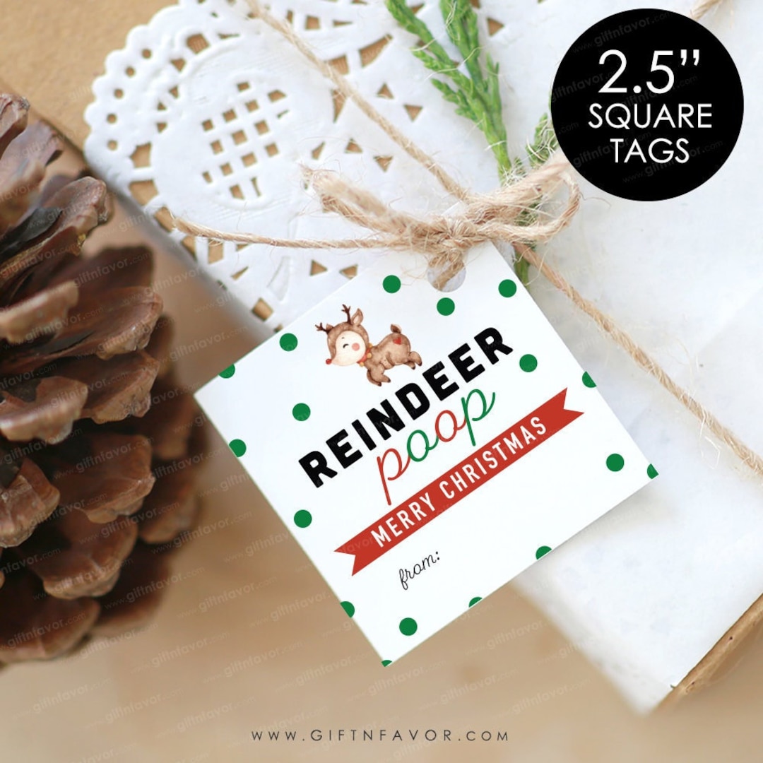 Reindeer Poop Tags,printable Christmas Gift Tags,digital Kisses Tags ...