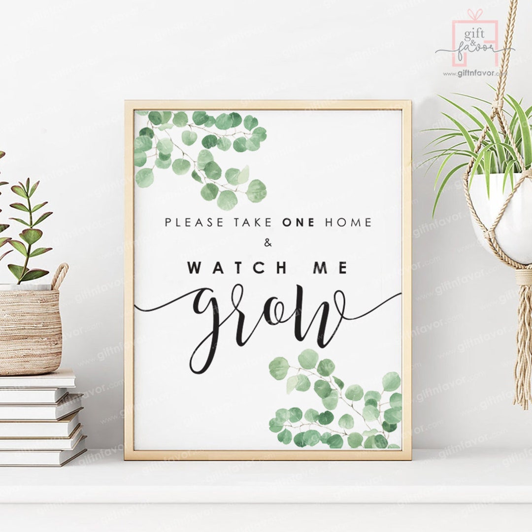 Watch Me Grow Sign,succulent Baby Shower Sign,greenery Baby Shower ...