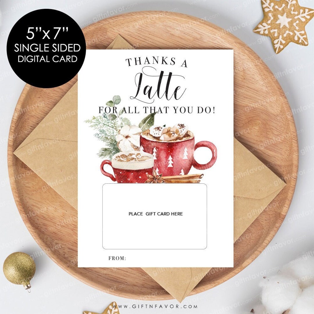Thanks A Latte for All That You Do Card,coffee Gift Card Holder ...
