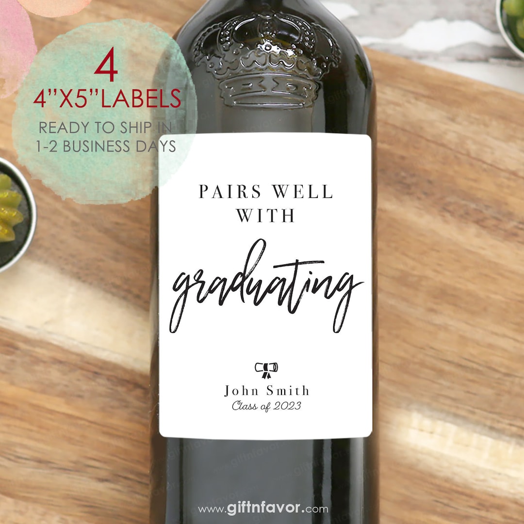 Pairs Well With Graduating Label,graduation Wine Label,graduation Gift ...