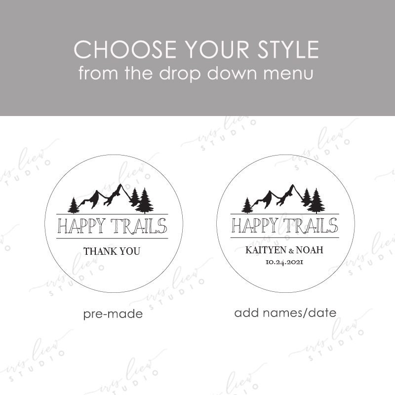 Happy Trails Stickershappy Trails Labelswedding Favor | Etsy