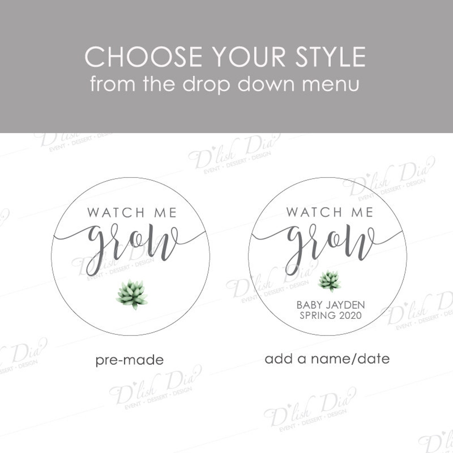 Watch Me Grow Favor Stickers,succulent Favor Stickers,watch Me Grow ...