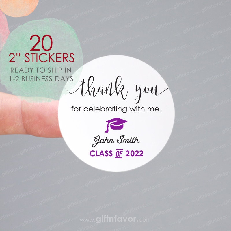 Graduation Thank You Stickersgraduation Favor Stickersclass | Etsy
