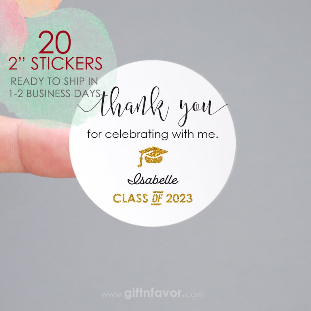Graduation Thank You Stickers,graduation Favor Stickers,class of 2024 ...