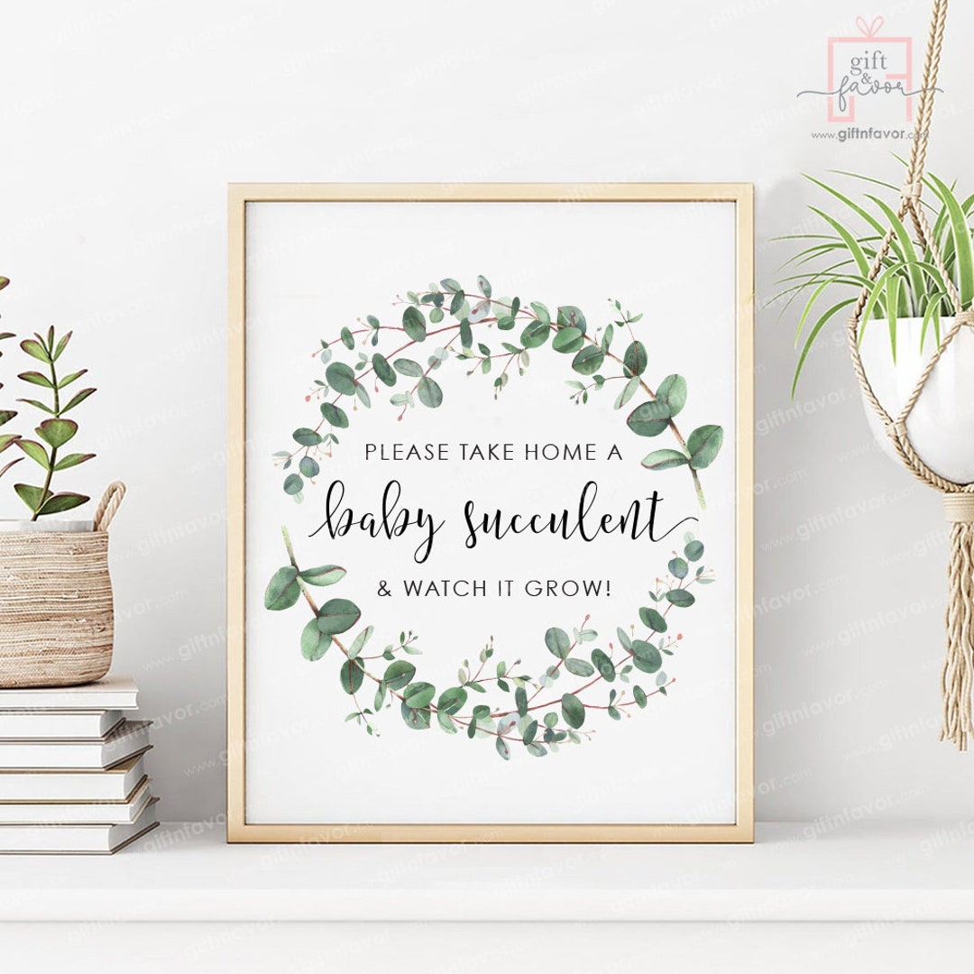 Watch Me Grow Sign,succulent Baby Shower Sign,greenery Baby Shower ...