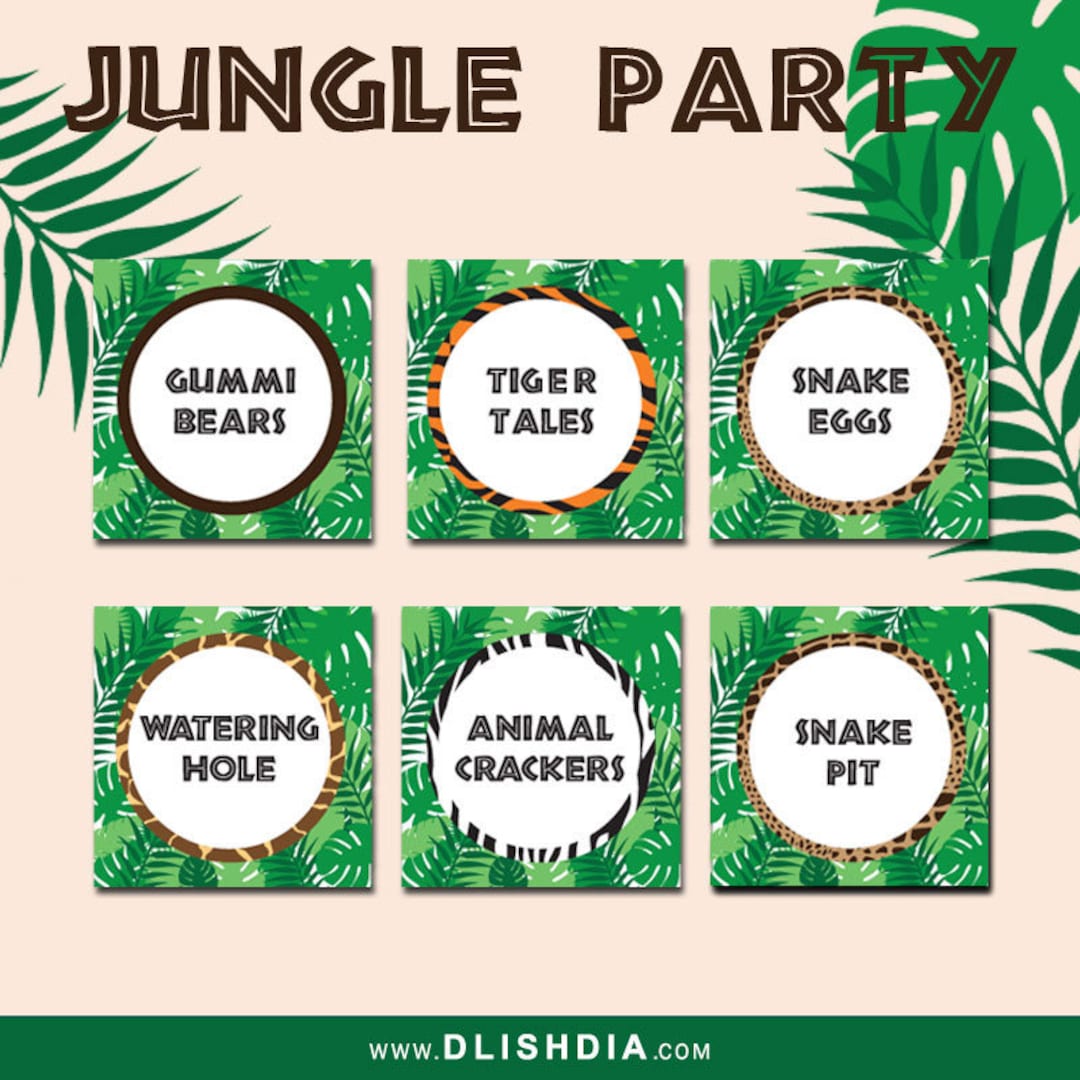 Jungle Birthday Food Tent,safari Food Labels,printable Food Tent,jungle ...