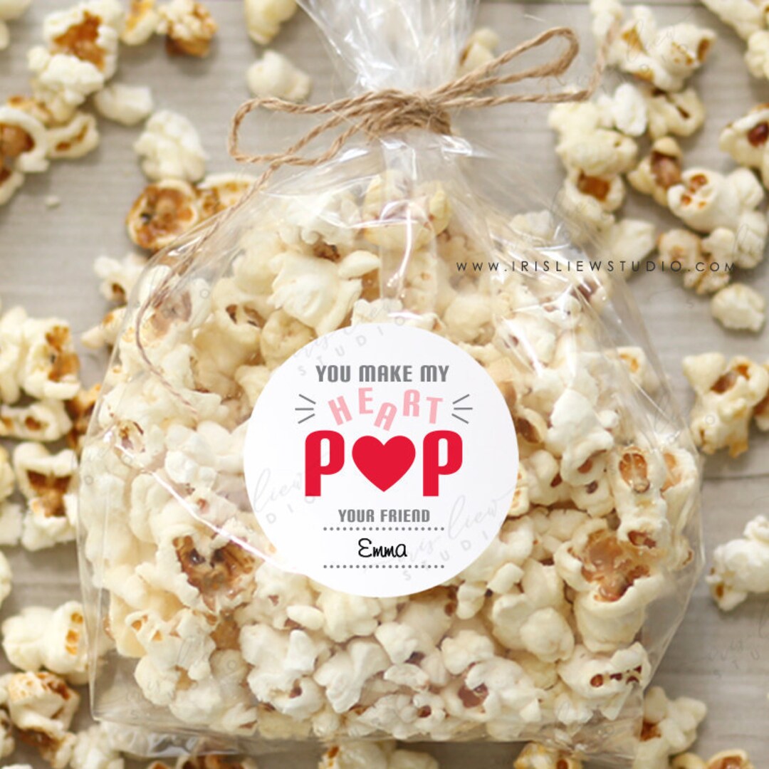 You Make My Heart Pop Stickers,kids Valentines for School,popcorn ...