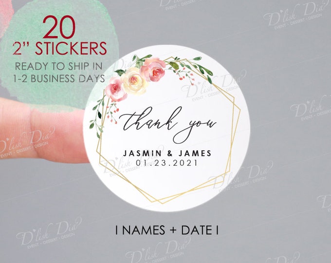 Printable OR Printed Wedding Stickers Floral Circle Wedding Labels ...