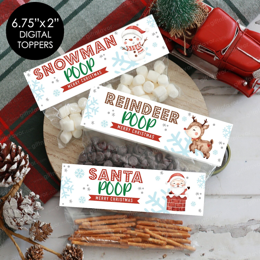 Digital Reindeer Poop Topper, Santa Poop Topper, Snowman Poop Topper ...