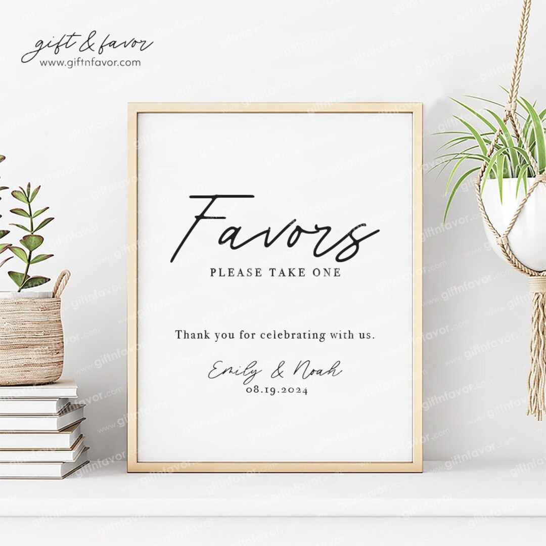 Printed Wedding Favor Sign,modern Wedding Favor Sign,bridal Shower Sign ...