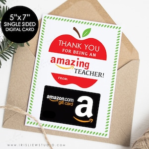 Thank You for Being an Amazing Teacher Card,printable Amazon Gift Card ...
