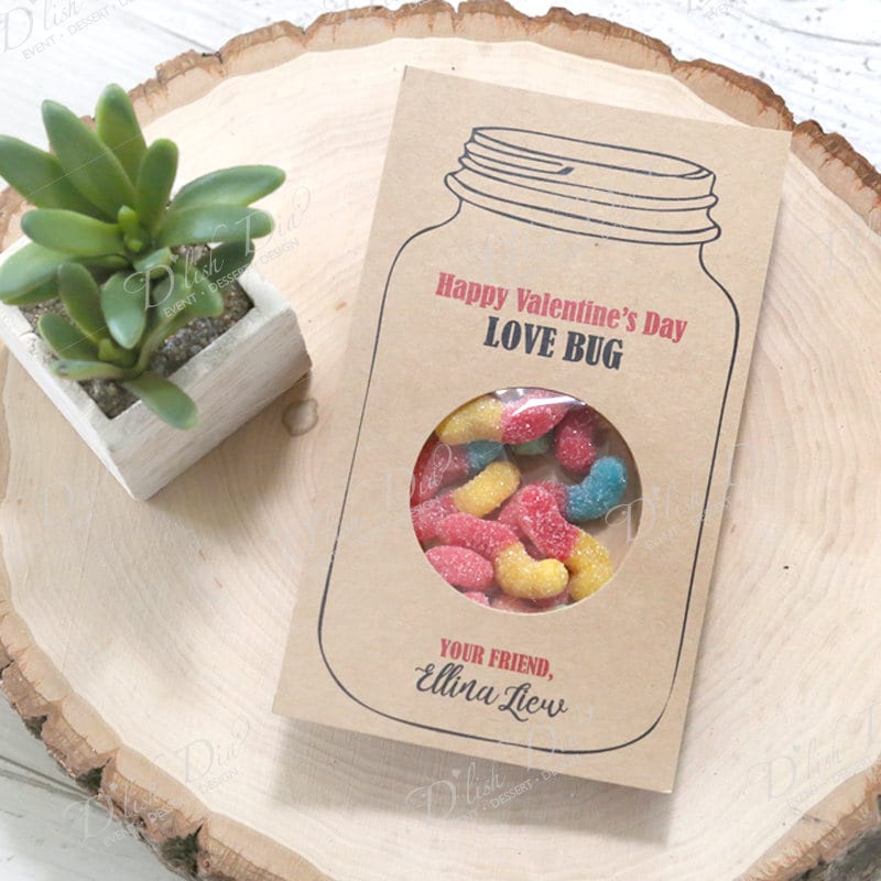 12 Kids Valentines for School,love Bug Classroom Valentine,mason Jar ...