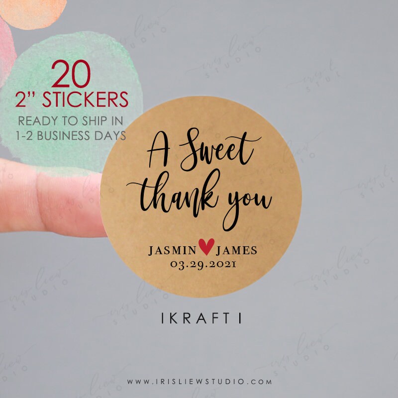 A Sweet Thank You Stickerswedding Favor Labelscustom Wedding - Etsy