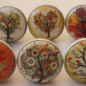 Multi Color Tree Design Ceramic Knobs Kitchen Cabinet Drawer - Etsy