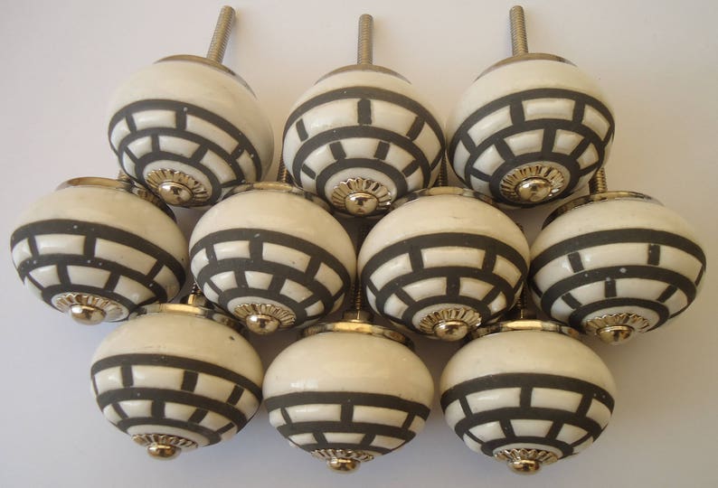 White Ceramic Knobs Vintage Hand Painted Ceramic Door Knobs | Etsy