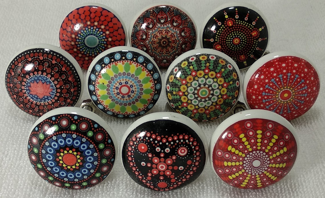 Multi Color Ceramic Knobs Kitchen Cabinet Drawer Knobs - Etsy