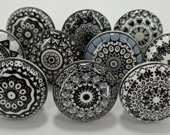 Black and Brown Flat Ceramic Knobs Kitchen Cabinet Drawer Knobs Cabinet Knobs Cupboard Knobs ...