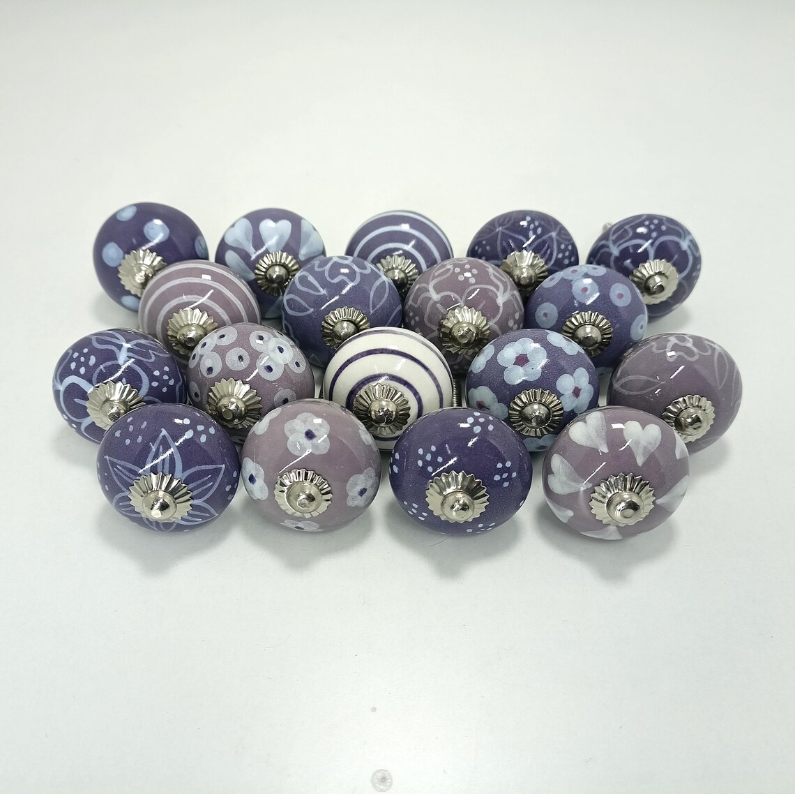 Purple Color Mixed Assorted Ceramic Knobs Hand Painted Ceramic Door ...