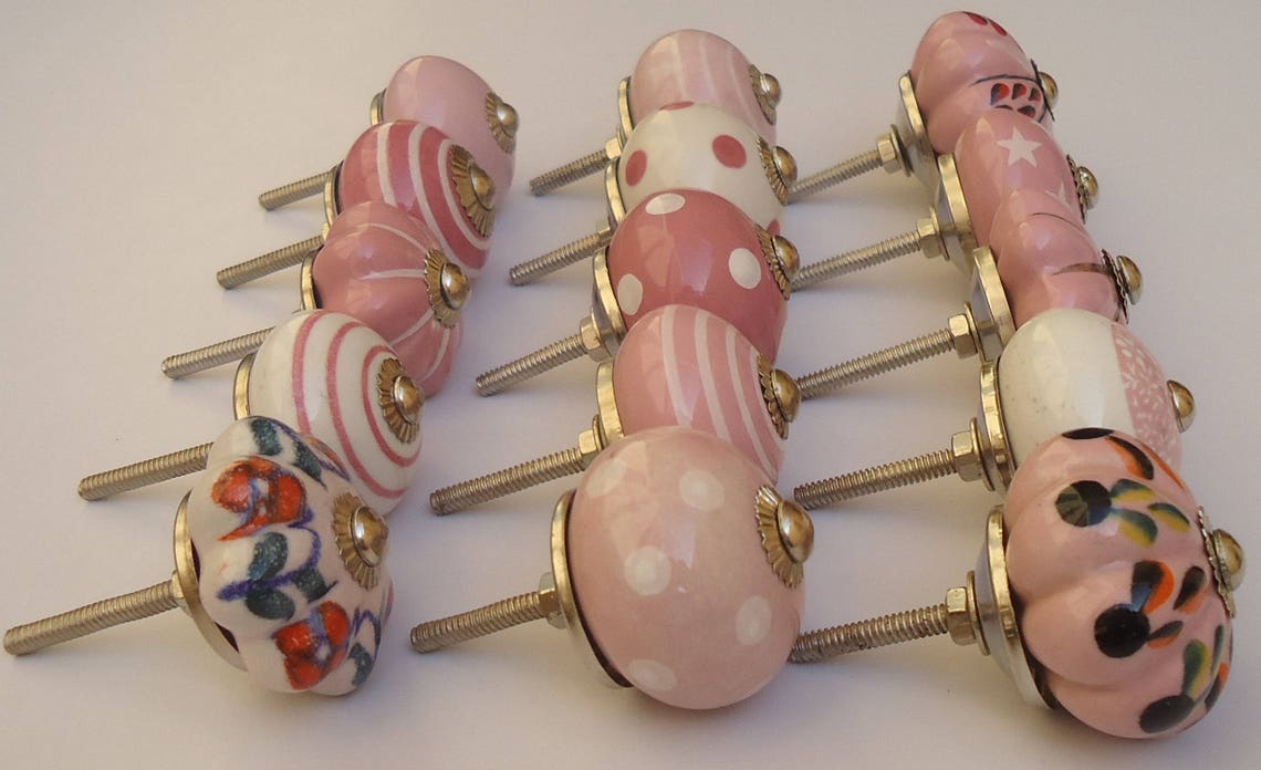 Pink Mixed Assorted Design Ceramic Knobs Ceramic Door Knobs - Etsy