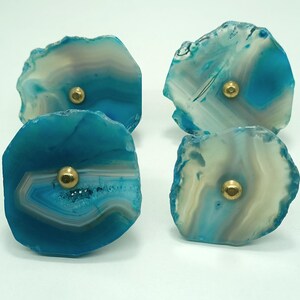 BLUE Mix Agate Knobs Agate Stone Knobs Cabinet Drawer Pulls Cupboard Door Handle Cabinet Knobs ...