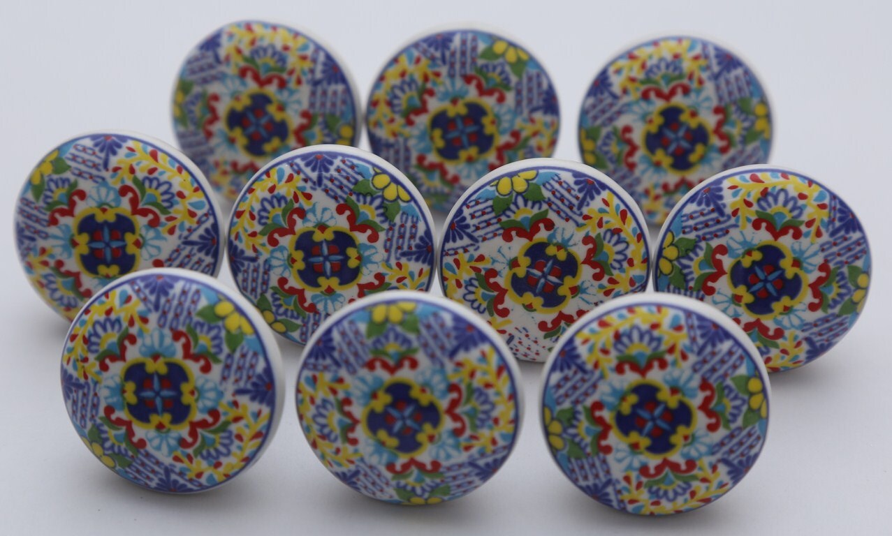 Beautiful Colorful Ceramic Knobs Ceramic Door Knobs Kitchen | Etsy