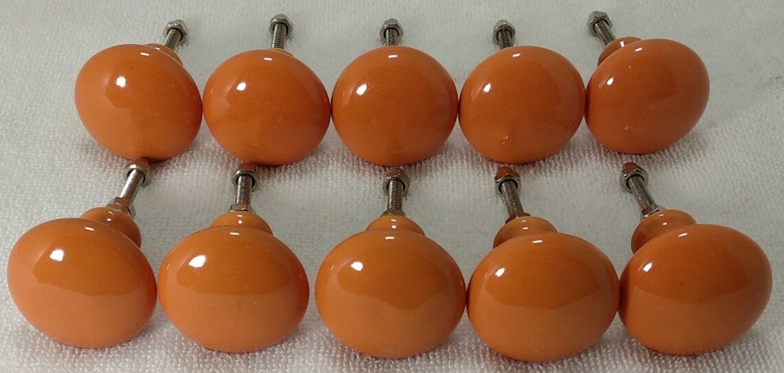 Orange Color Vintage Ceramic Knobs Kitchen Cabinet Knobs | Etsy