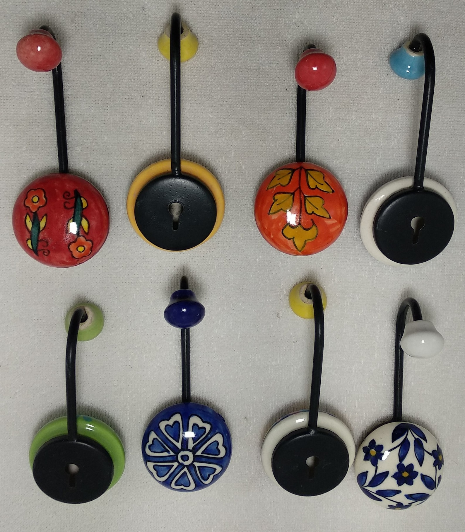 Multicolor Ceramic Hooks Handpainted Hooks Bathroom Hooks Decorative ...