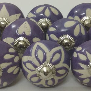 Purple Ceramic Knobs Handmade Vintage Look Kitchen Cabinet - Etsy