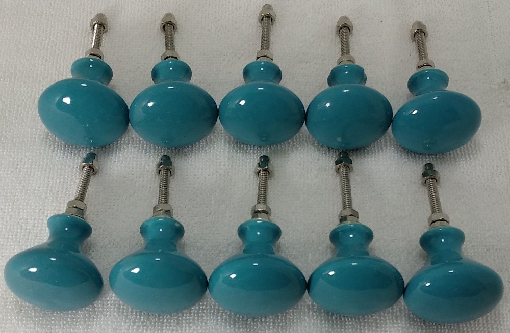 Teal Color Vintage Ceramic Knobs Kitchen Cabinet Knobs Drawer - Etsy