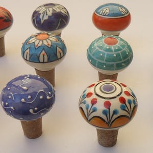 Handpainted Ceramic Wine Bottle Stopper, Artisan Crafted - Etsy