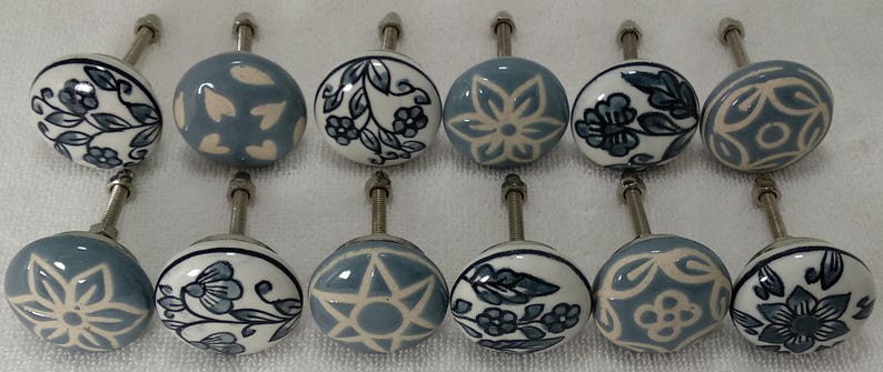 Grey Flat Ceramic Knobs Kitchen Cabinet Drawer Knobs Hardware | Etsy