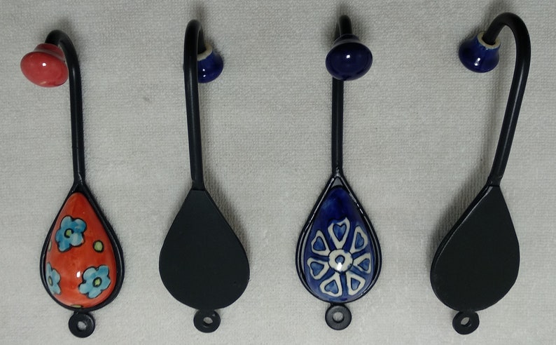 Multicolor Ceramic Hooks Handpainted Hooks Bathroom Hooks | Etsy