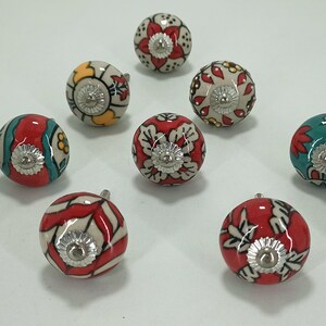 Ornated Red Ceramic Knobs Hand Painted Ceramic Door Knobs Pumpkin Knobs Kitchen Cabinet Drawer ...