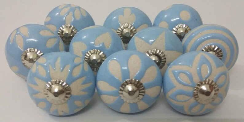 Sky Blue Color Ceramic Knobs Vintage Ceramic Door Knobs - Etsy