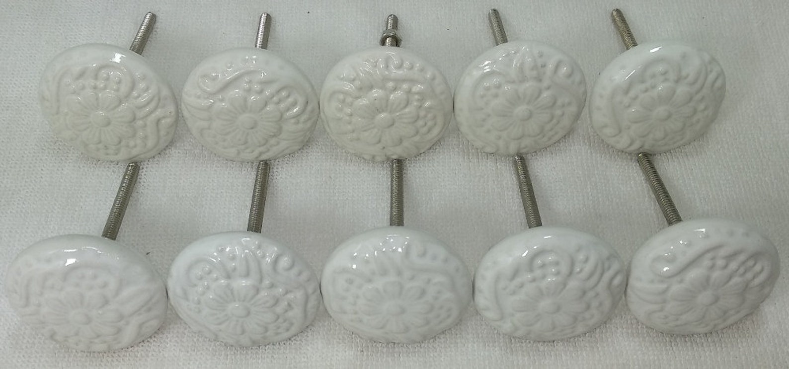 Hand-painted White Flower Ceramic Knob, Cabinet Hardware - Etsy